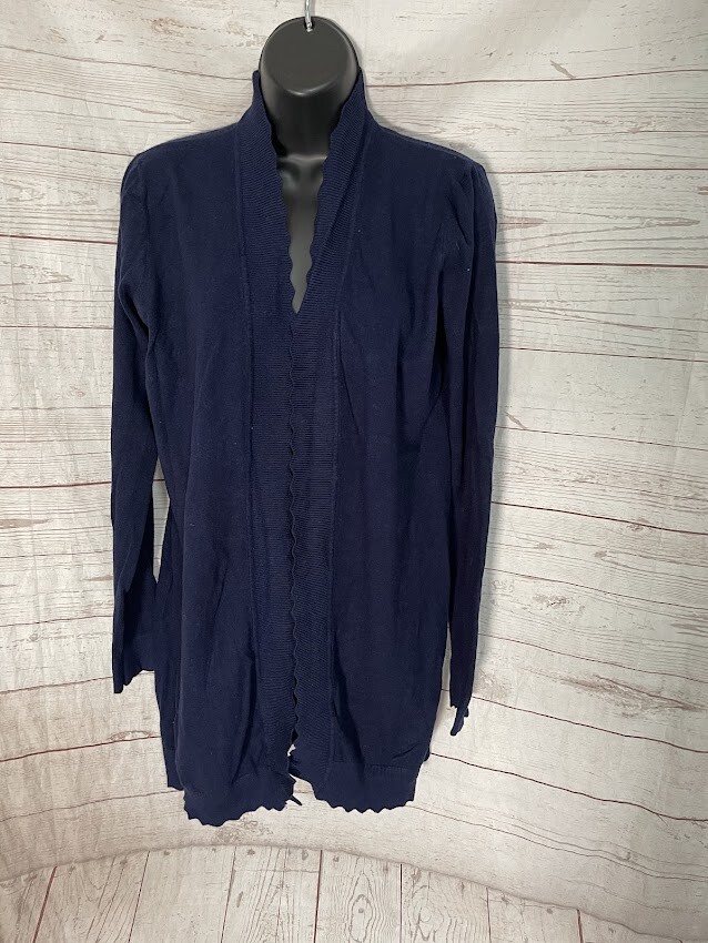 Evolution By Cyrus Open Front Long Cardigan Scalloped… - Gem