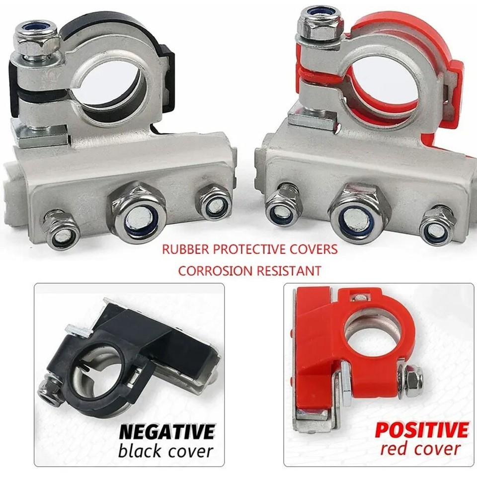 2X Battery Terminal Connector Positive Negative Clamps For Car Auto Van ...