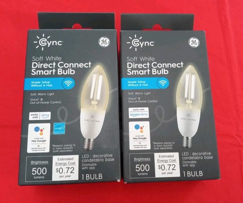 GE CYNC Direct Connect Smart LED Light Bulb 500 Lumen Soft Candelabra ...