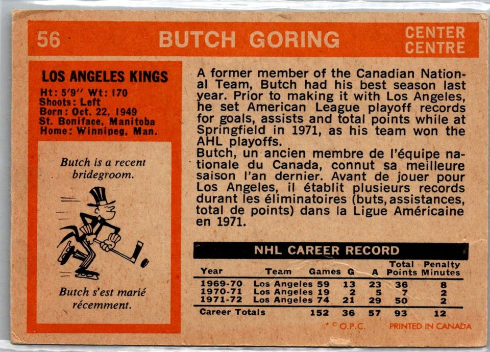 1972-73 O-Pee-Chee #56 Butch Goring | eBay