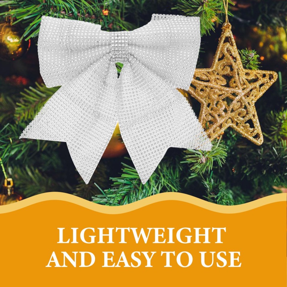 Christmas Bows Fabric Bow Glitter Ribbon Bow Christmas Tree Decoration ...