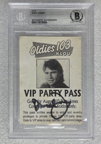 DAVY JONES SIGNED SLABBED BECKETT BAS COA MUSIC AUTOGRAPHED THE MONKEES ...