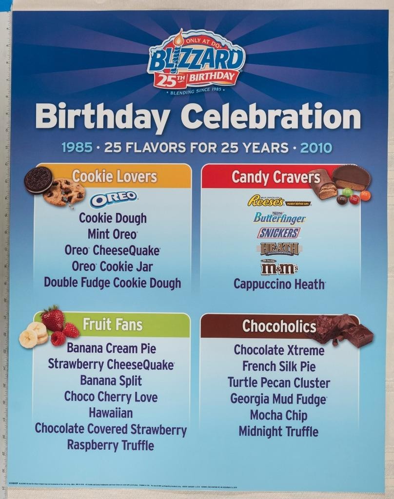 Dairy Queen Poster Blizzard 25th Birthday Celebration 22x28 | eBay
