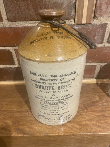 VINTAGE SHARPE BROS STONEWARE DEMIJOHN STONE JUG Bendigo Pottery | eBay ...