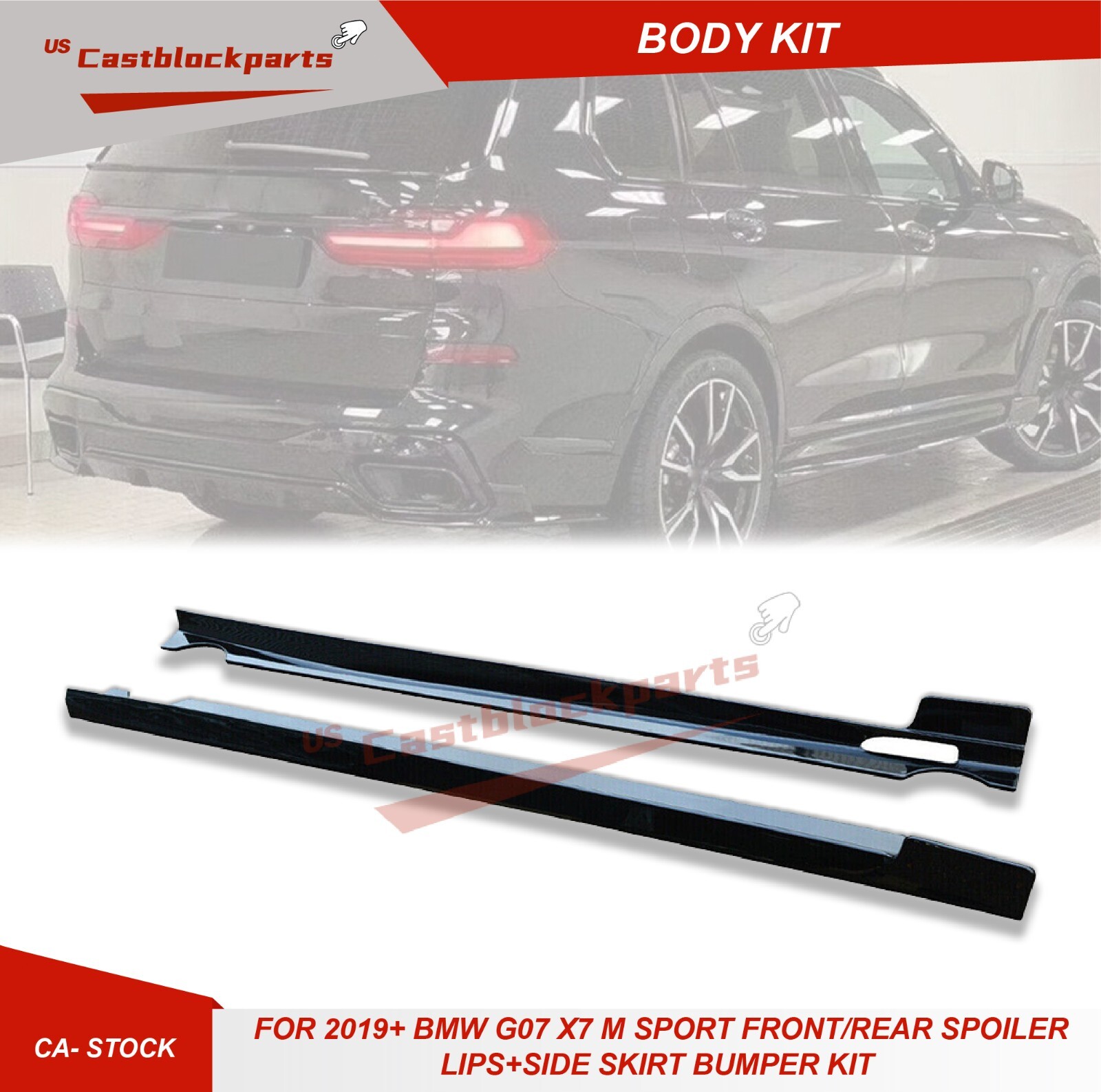 2X Side Skirts+Front+Rear Lips For 2019-2022 BMW X7 G07 M Sport Bumper ...