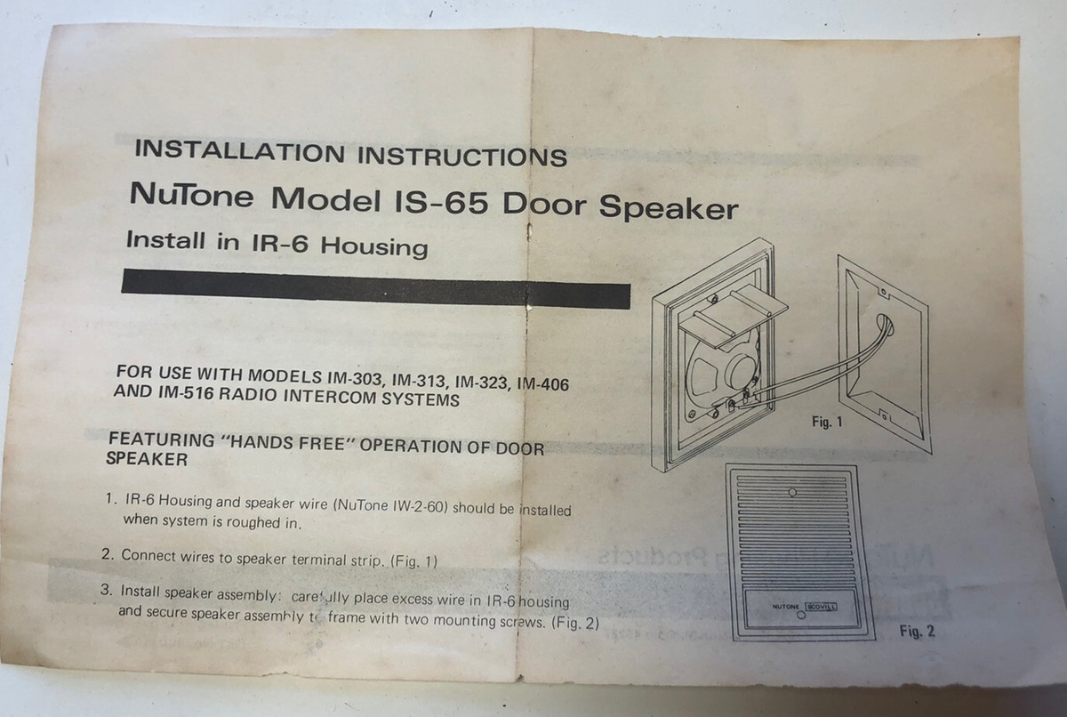 Nutone System Model 303