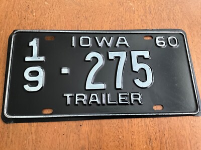 1960 Iowa Trailer License Plate Tag 19-275 | eBay
