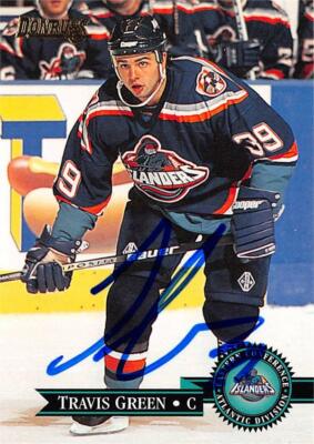 Travis Green autographed Hockey Card (New York Islanders, SC) 1995 ...