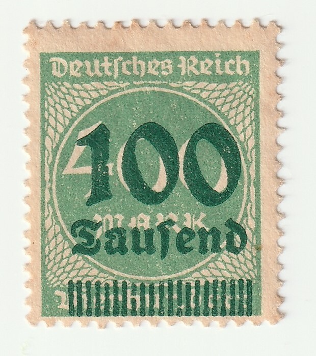 Weimar Republic German Empire 1923 Overprinted Stamp 100 mill on 400 ...