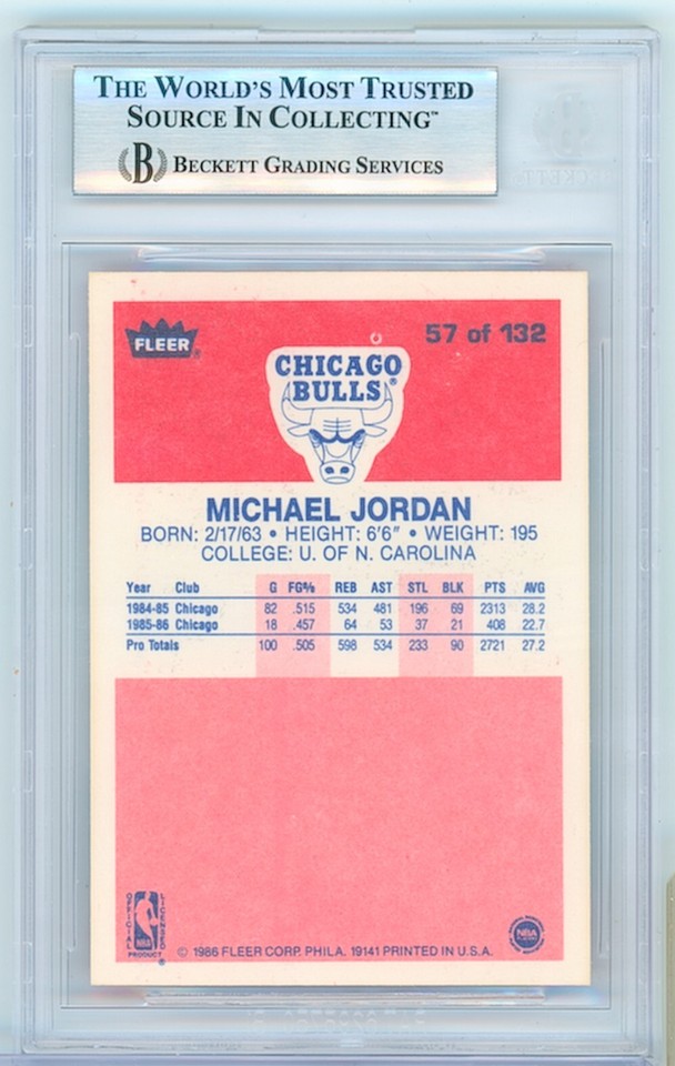 1986-87 Fleer #57 Michael Jordan Rookie RC BGS 7 Near MINT | eBay
