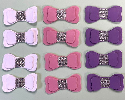 12 pc Lot Beautiful Small Leather & Rhinestone Bow Patch Craft Sew-on ...