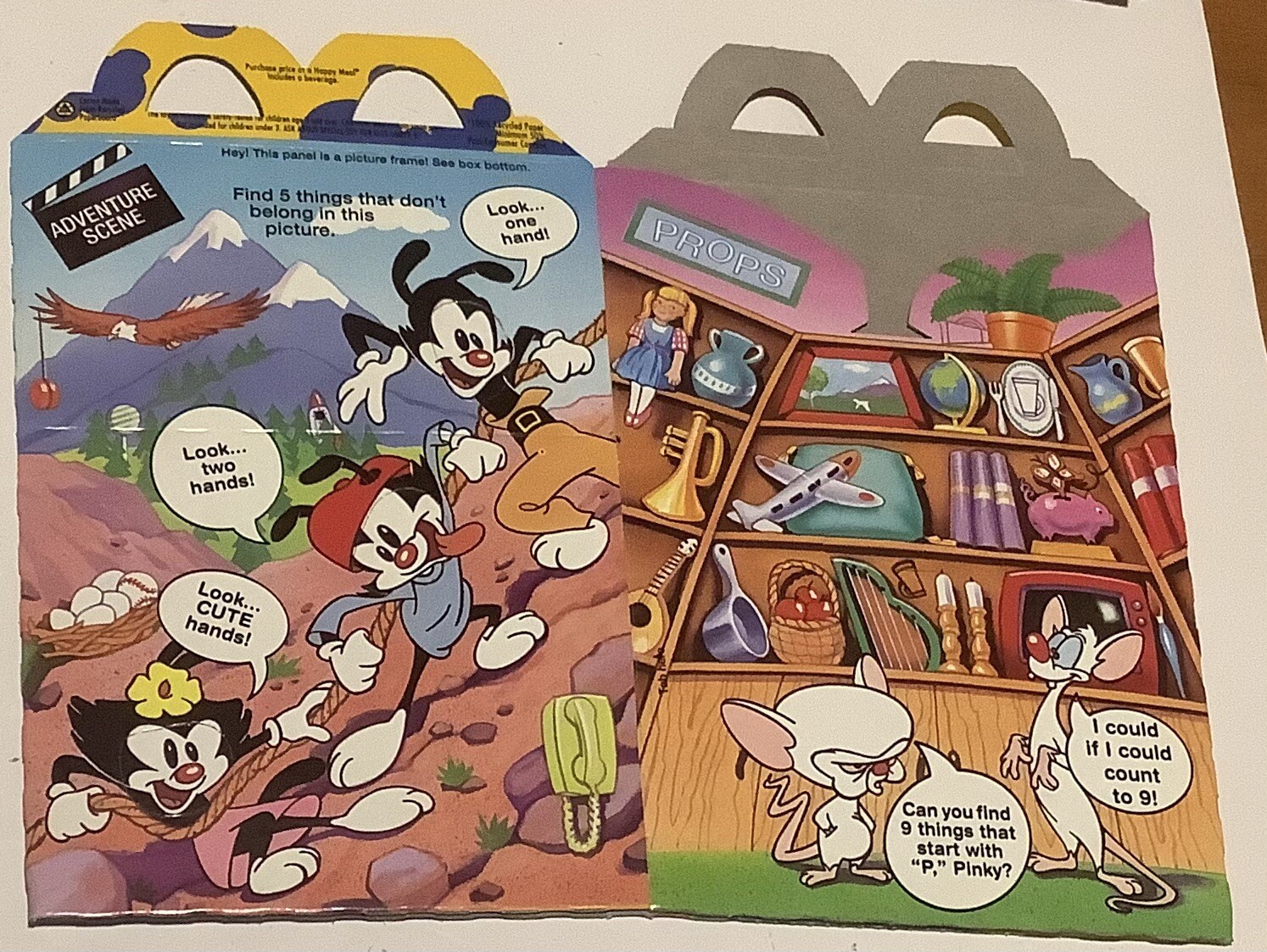 Animaniacs 1995 McDonald's Happy Meal Box Warner Bros Adventure Scene ...