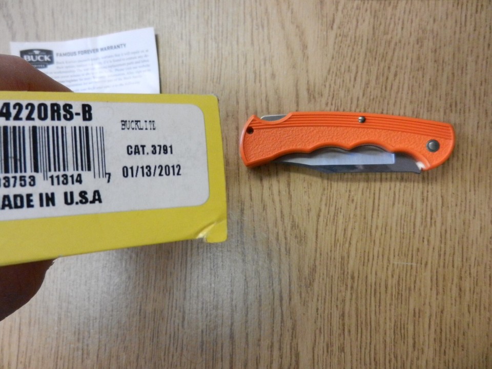 NIB 2012 Buck 422 ORS Bucklite Lock Back Knife W/ Orange Handles Box ...
