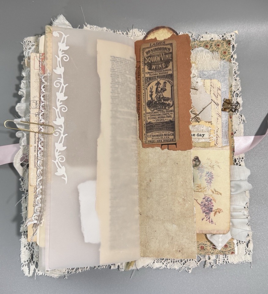 Shabby Journal Diary Junk Journal 34 Pages + Tags Collage Diary Scrapbook Memory | eBay