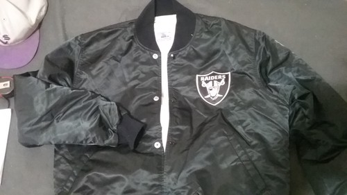 Oakland Raiders STARTER LABEL ADULT L Satin Lined Bomber Jacket SPELL ...