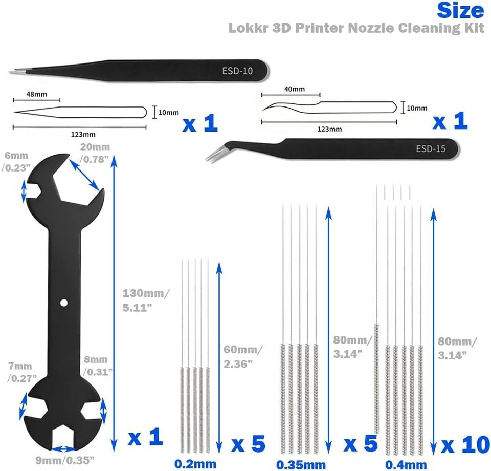 3D Printer Nozzle Cleaning Kit, 15 Nozzle Cleaning Pins with Storage ...