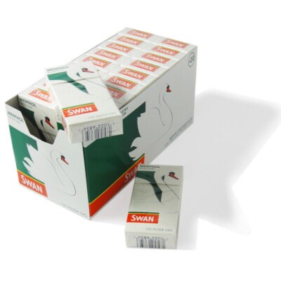 Swan Menthol Extra Slim Filter Tips 120s x 20 (Full Box of 2400 Menthol ...