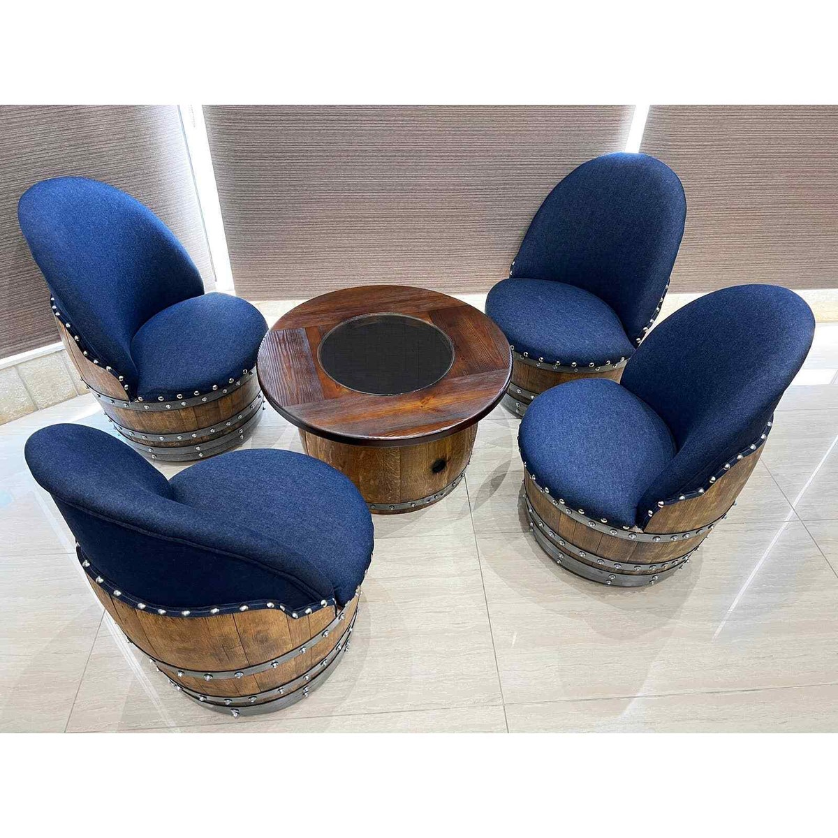 Oak Wine Barrel Table Set EurNhrN Wine Barrel With Wood Stand 1L