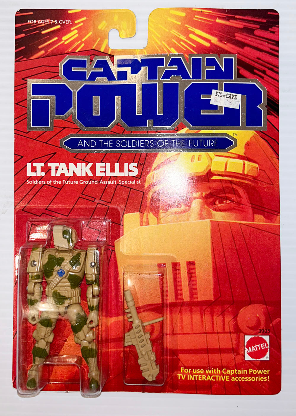 on Card Captain Power Soldiers Future LT Tank Ellis Figure Mattel 1987 ...