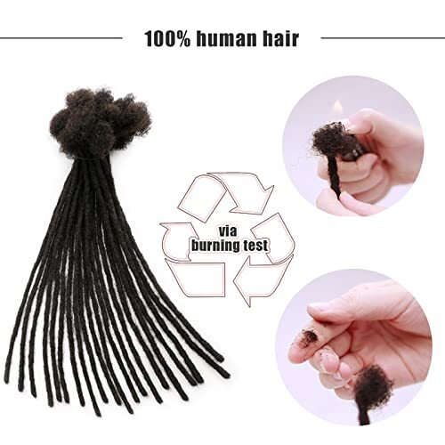4 inch Dreadlock Extensions Human Hair 0.4cm 20 4 Inch 0.4 cm -20 ...