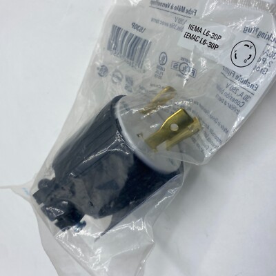 Eaton L630P 30A/250V Industrial Grade Locking Plug w/ Safety Grip Black ...