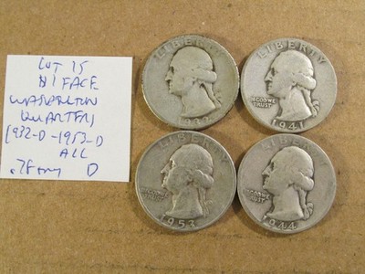 $1 face~Washington Quarters~1932-d to 1953-d~90% Silver~.78 tr~Free ...