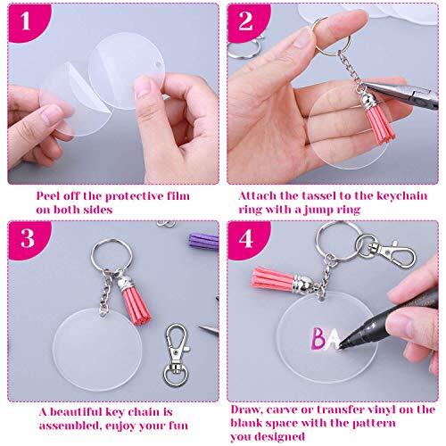 Acrylic Keychain Blanks, 150pcs Clear Blank Keychains Kit Including ...