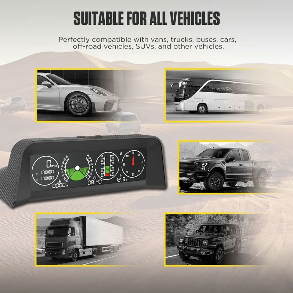 Car Digital GPS HUD Speedometer Inclinometer Compass Off-Road Slope ...