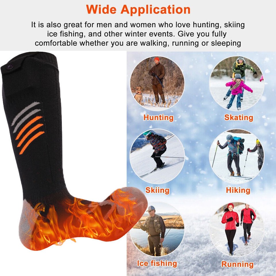 5000mAh Electric Heated Socks Rechargeable Battery Foot Winter Warm ...
