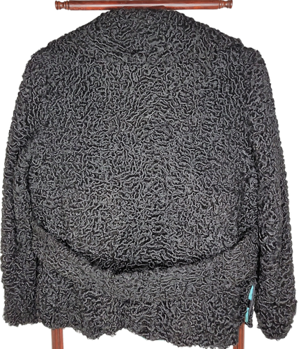 Black Vintage Beautiful Persian Karakul Lamb Fur Coat Turquoise Lining ...