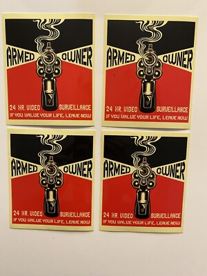 Home Security Stickers Gun Owner Warning ARMED SECURITY CCTV Camera ...
