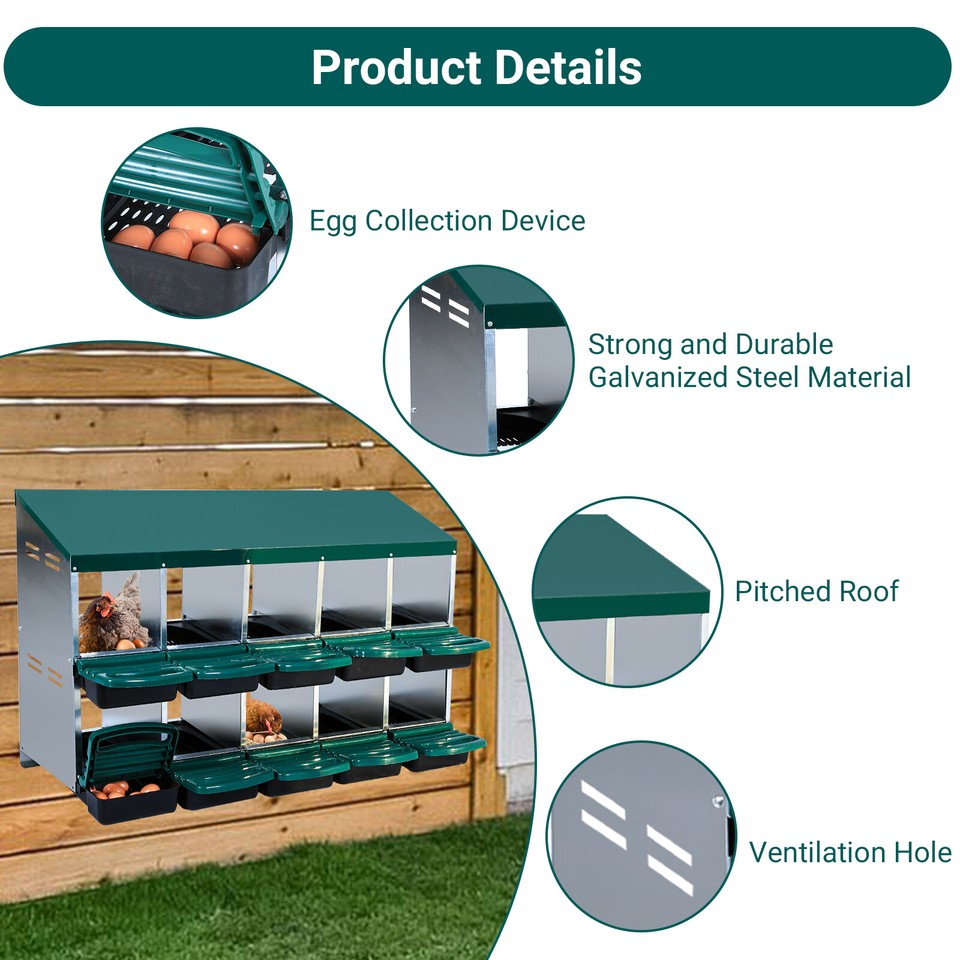 Nesting Boxes Chickens 10 Hole Chicken Nesting Laying Boxes for Laying ...