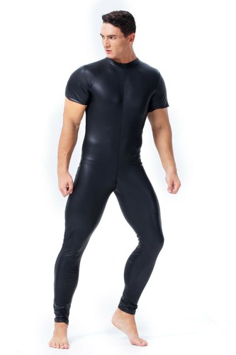 Man Patent Leather Bodysuit Nightclub Stage Costume Black Muscle Men ...
