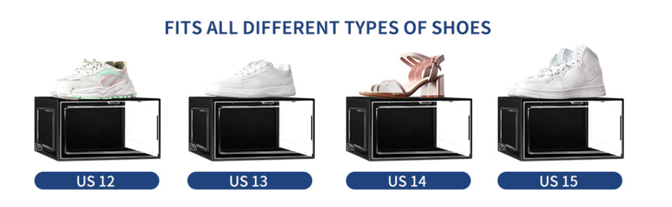 Stackable Magnetic Shoe Storage Box Organizer Sneaker Case Side/Front ...