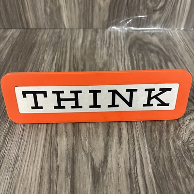 Vintage IBM Orange THINK Desk Plaque Sign Plastic w/Stand #Y3 | eBay
