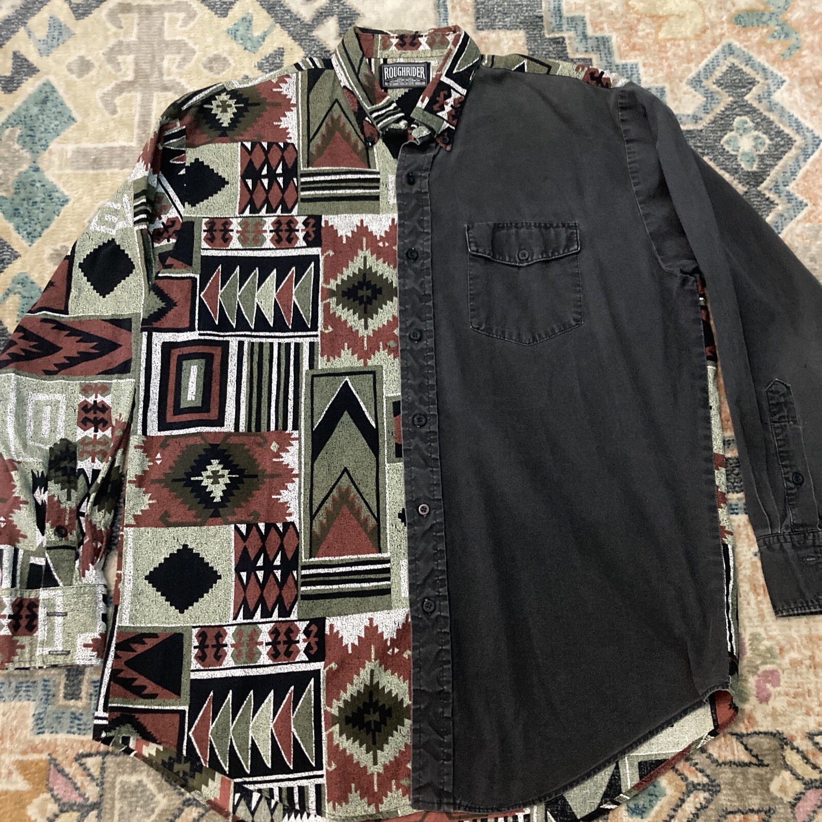 Vintage Western Shirt Aztec Navajo RoughRider Circle … - Gem