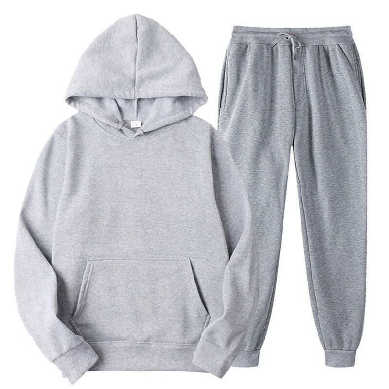 Womens Long Sleeve Hoodie+Pants Tracksuit Set Ladies Plain Baggy Gym ...