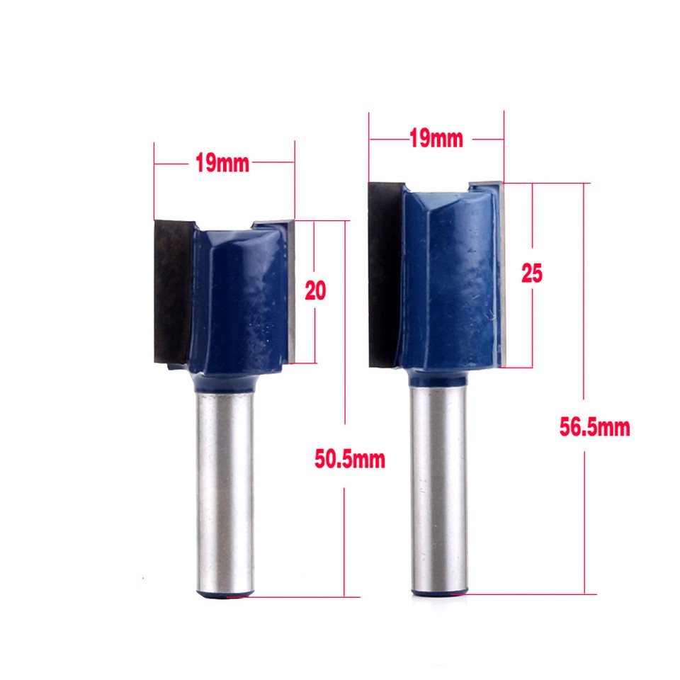 2pc 8mm Shank Straight/Dado Router Bit - 3/4"W x 20mm,25mmH Straight ...