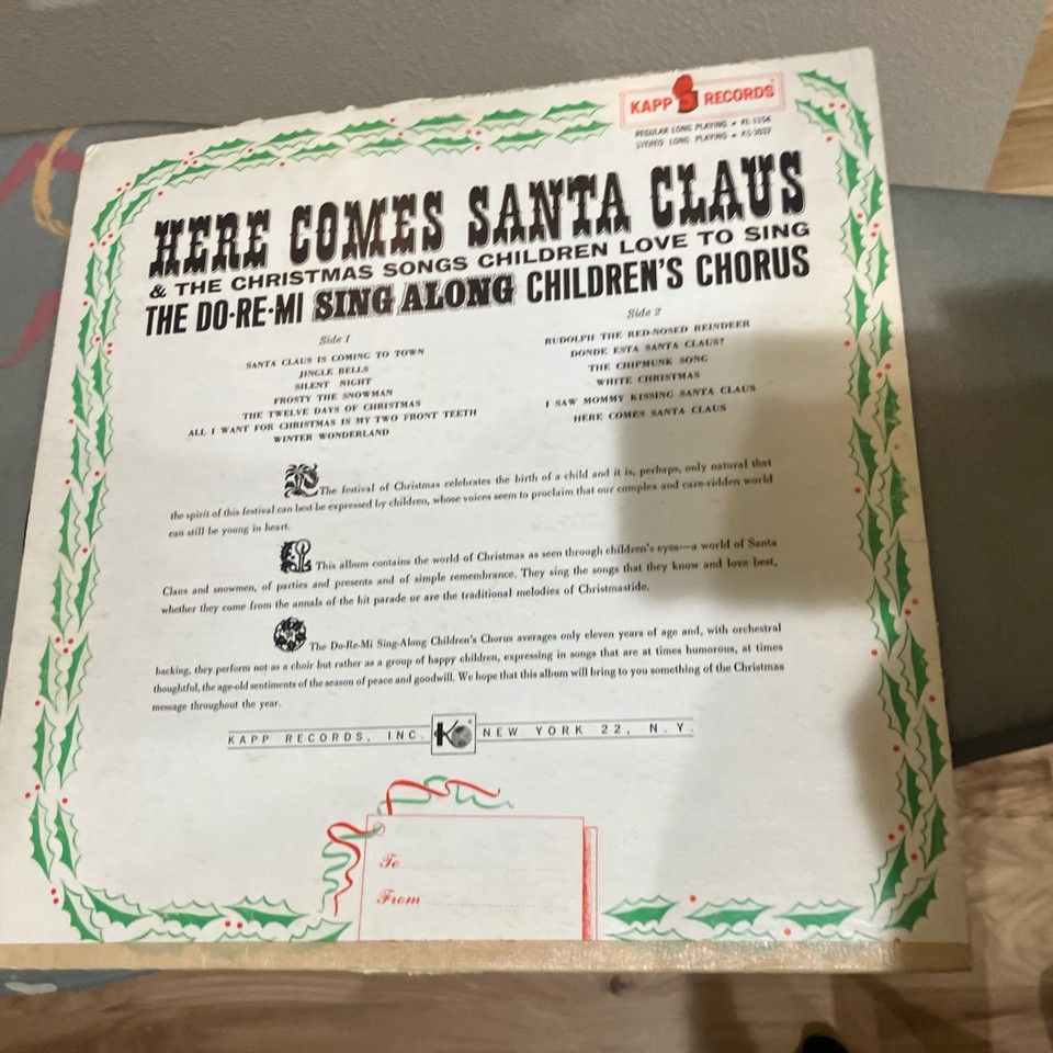 Do-Re-Mi HERE COMES SANTA CLAUS (Vinyl LP, 19640) KL1154 Vintage 1964 | eBay