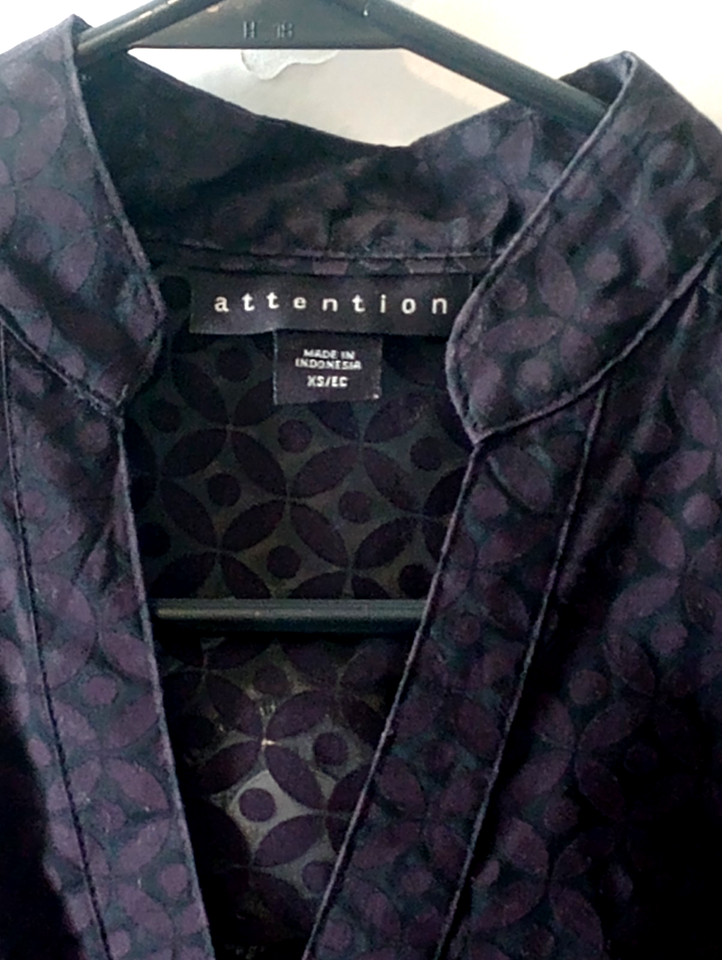 Attention Black Sheer Button Top Short Sleeve Women's XS | eBay