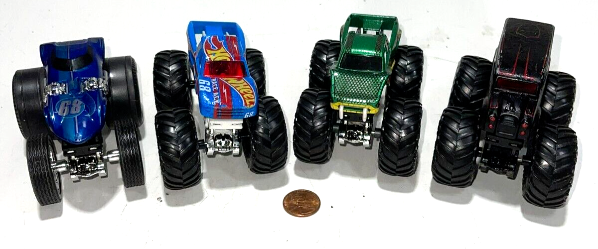 4 Hot Wheels Monster Trucks 1:43 Lot Snake Bite Twin Mill Stealth ...