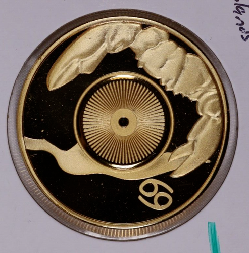2003 Cook Islands 1 Dollar Coin Signs of the Zodiac Cancer Gold plated ...