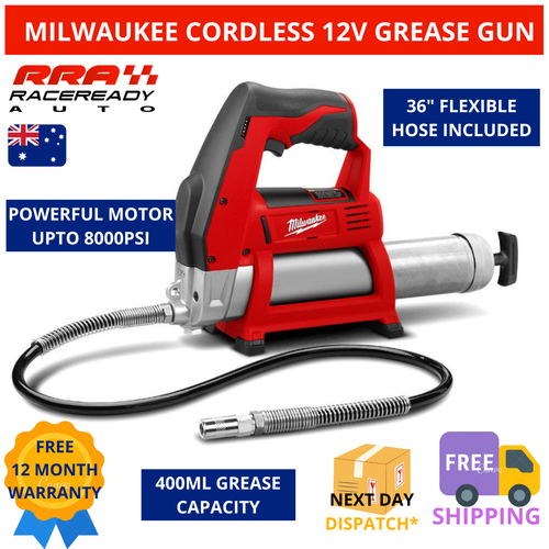 Milwaukee Cordless 12V Grease Gun 400ml Tool Skin 8000 PSI M12GG-0 Li ...