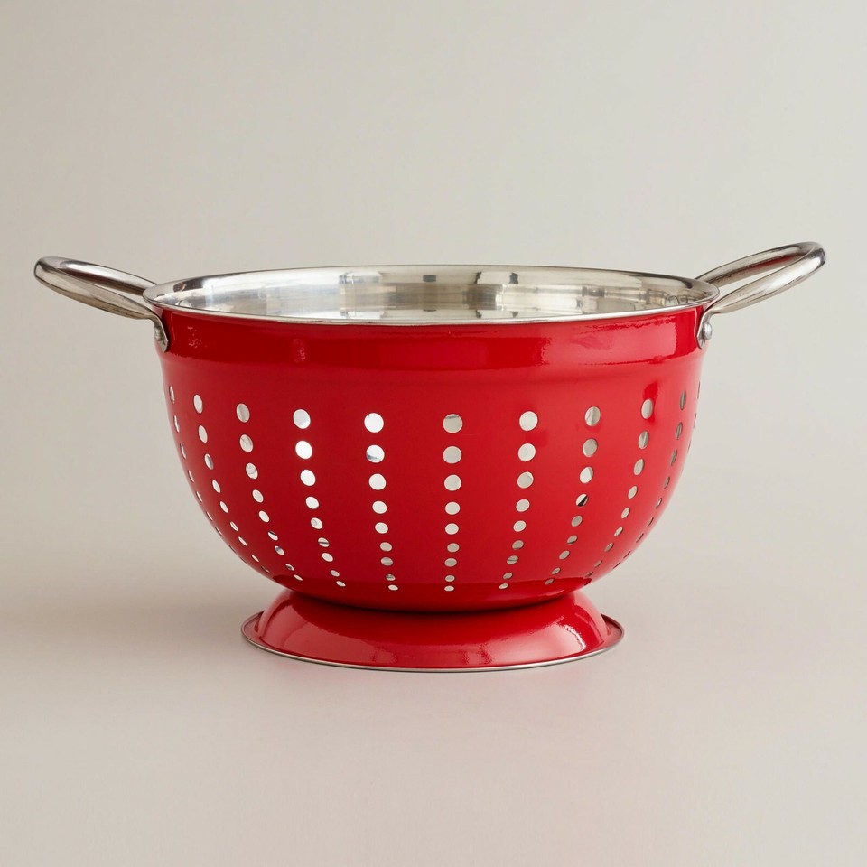 Red Stainless Steel Colander WORLD MARKET 5qt | eBay