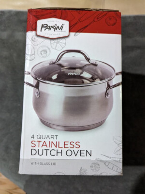 PARINI COOKWARE 4 QT STAINLESS STEEL DUTCH OVEN WITH GLASS LID BRAND ...