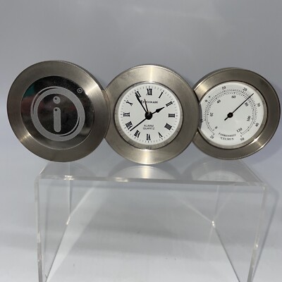 Benchmark Clock Thermometer Silver Tone The Sterling Trio Collection ...