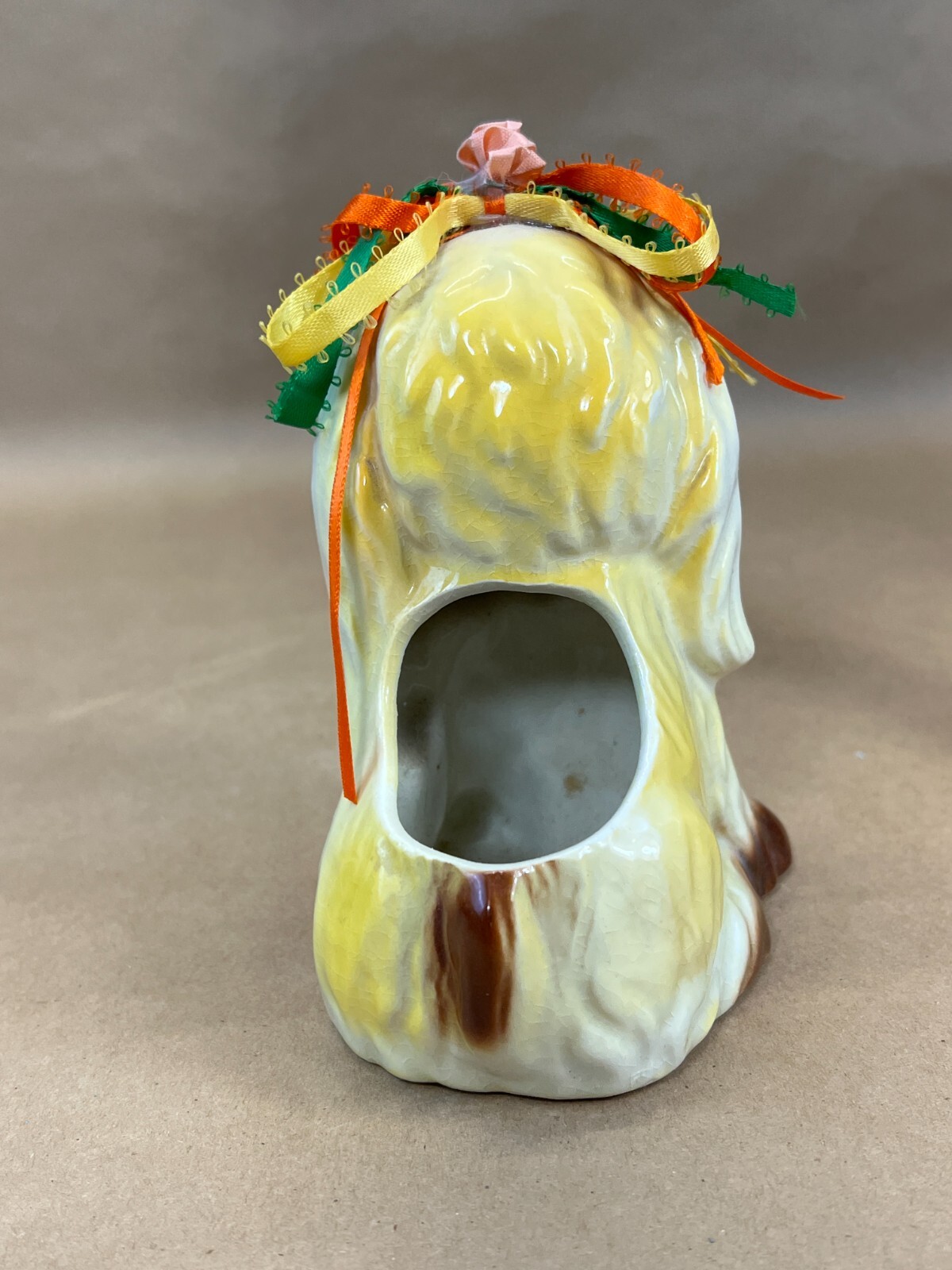 Vtg Puppy Dog Cocker Spaniel Planter Vase Big Eyes Yellow Maroon ...