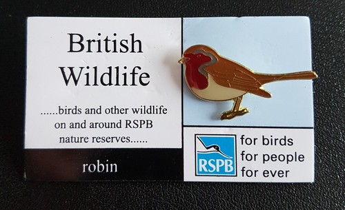 RSPB Pin Badge. On card. ROBIN . SMALL FONT . | eBay