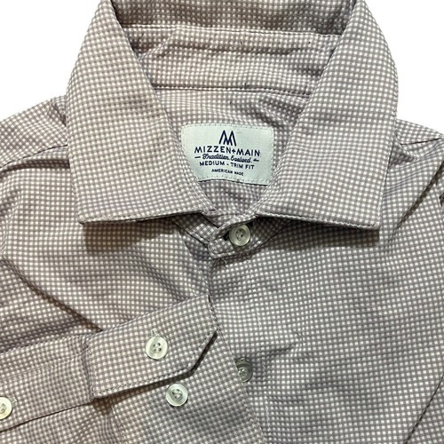 Mizzen and Main Medium Trim Fit Stretchy Pink Checkered Long Sleeve ...