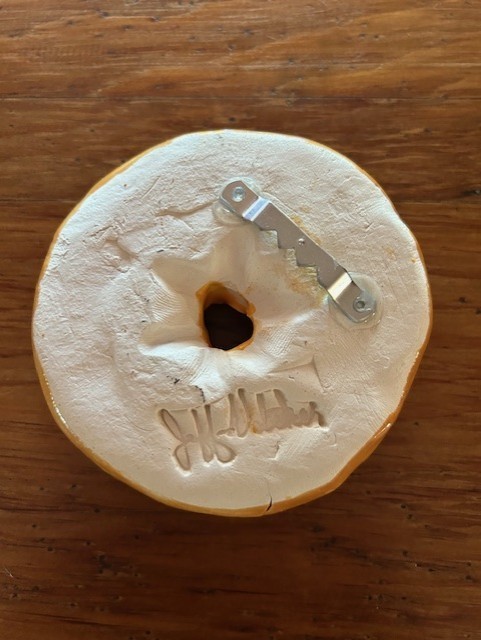 New Original Signed Jeff Nebeker Ceramic Orange Glazed Donut Art | eBay